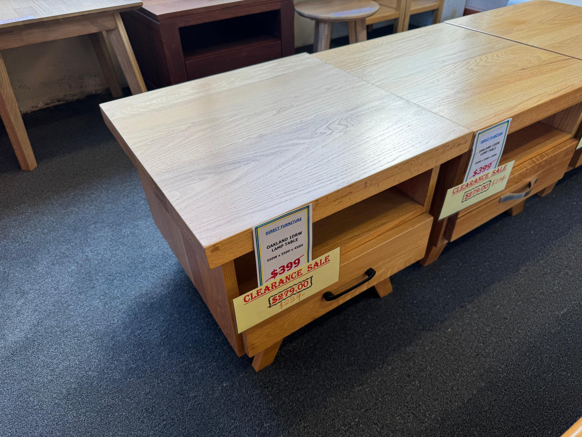 Oakland 1 Drw Lamp Table (American Oak) - Direct Furniture Warehouse